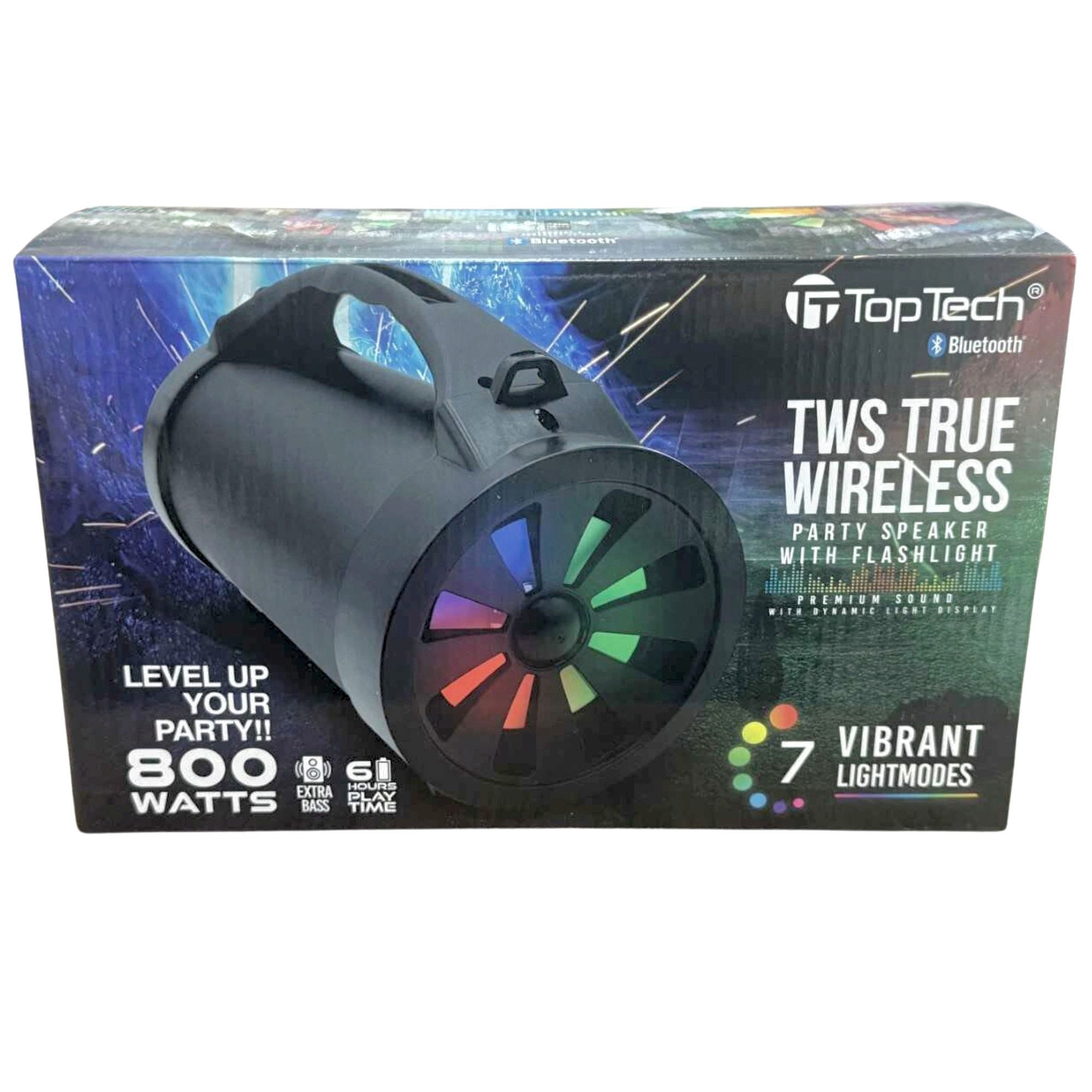top tech true wireless bluetooth bazooka party speaker with vibrant le ...
