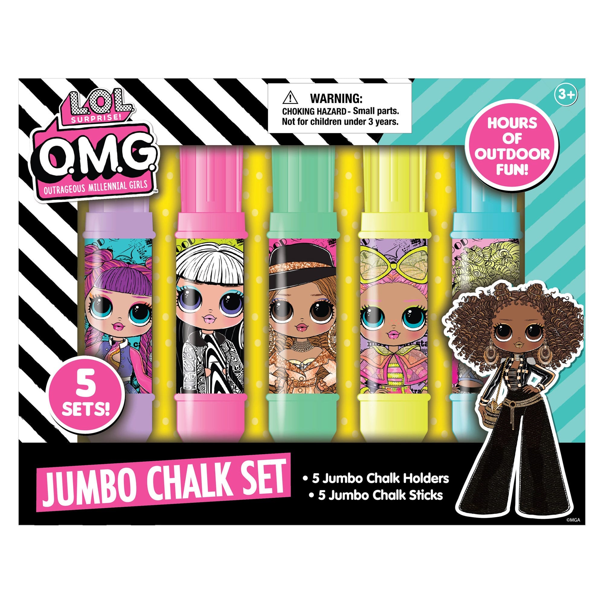lol surprise omg 5 piece jumbo chalk sticks with holders -- 10 per box ...