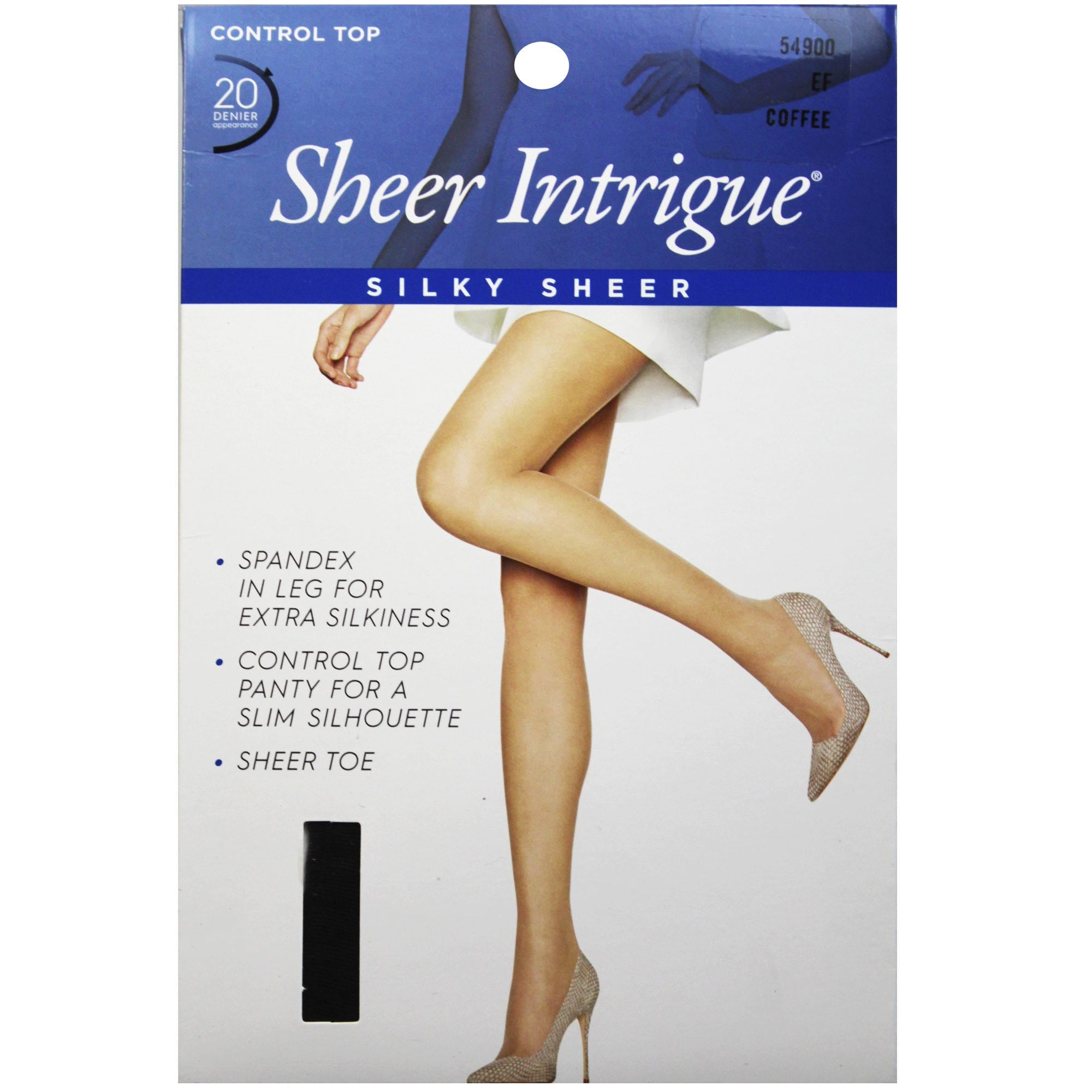 sheer intrigue coffee brown silky sheer & spandex control top pantyhos ...