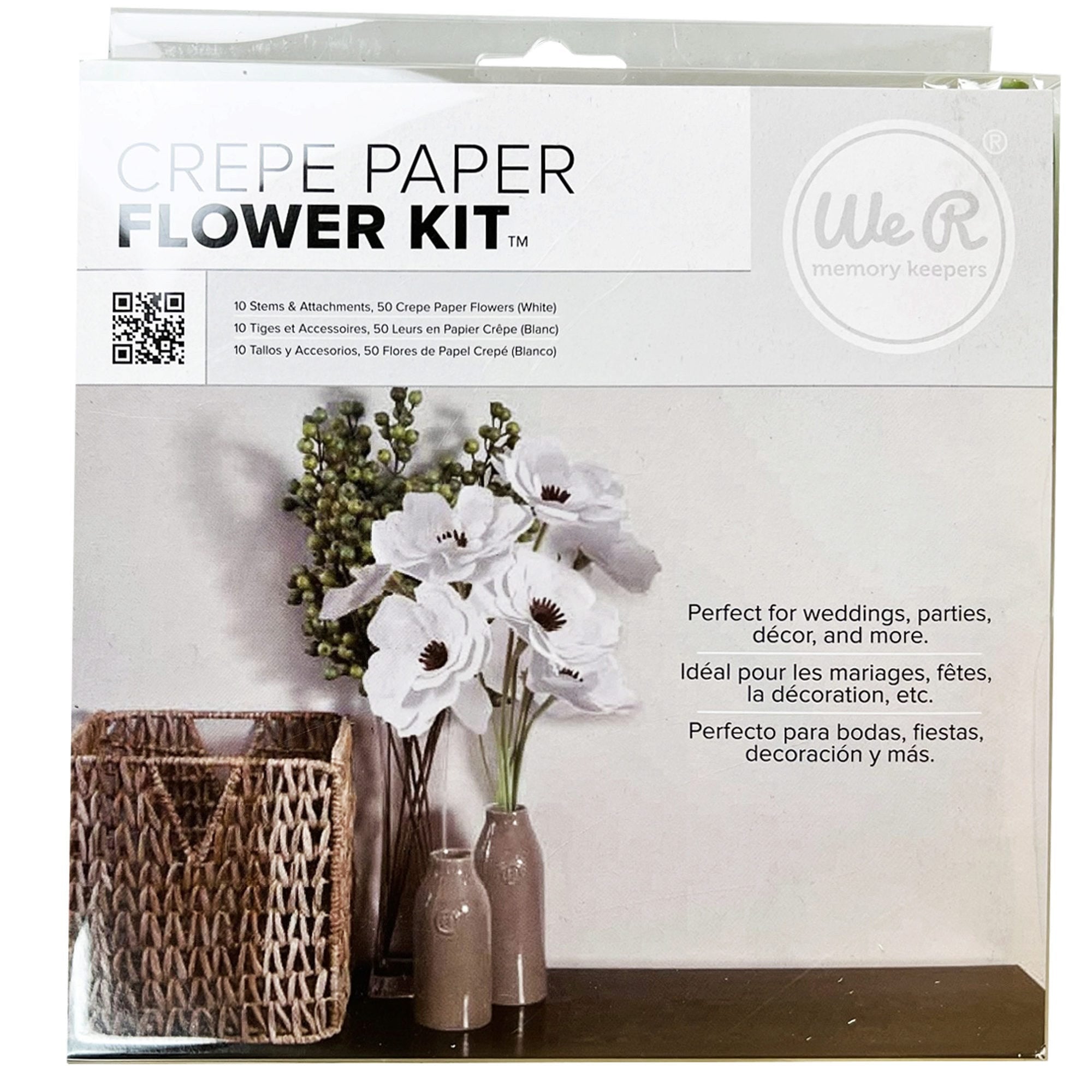 american crafts crepe paper white flower making kit - 90 pieces -- 17 ...